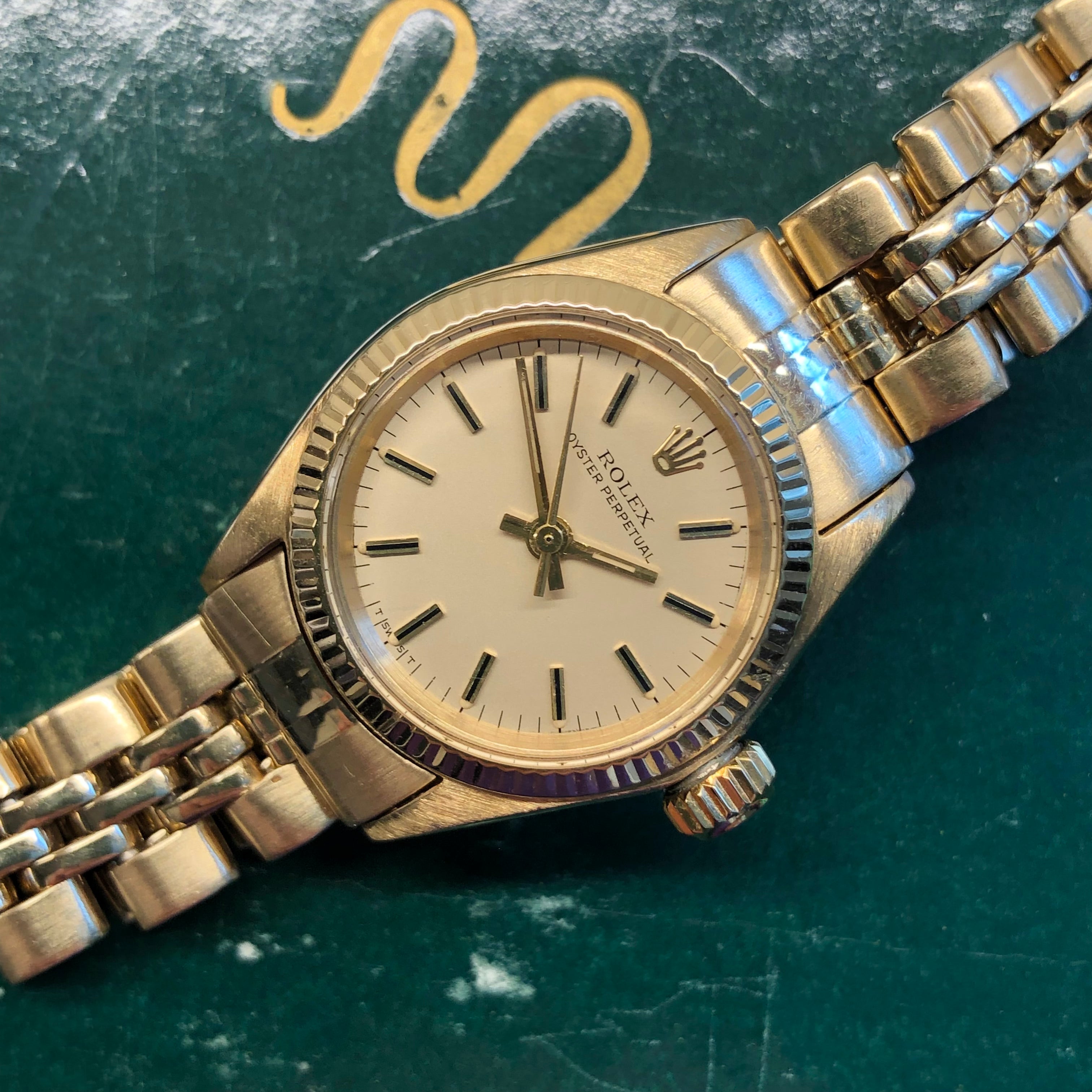 1973 Rolex Oyster Perpetual 6719 14K Yellow Gold Ladies Jubilee Bracel ...