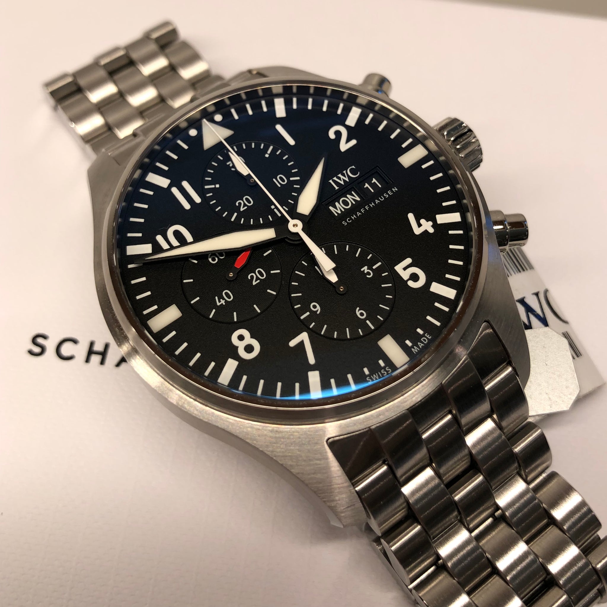 IWC Pilot IW377710 Automatic Chronograph Black Dial Men's Watch with B ...