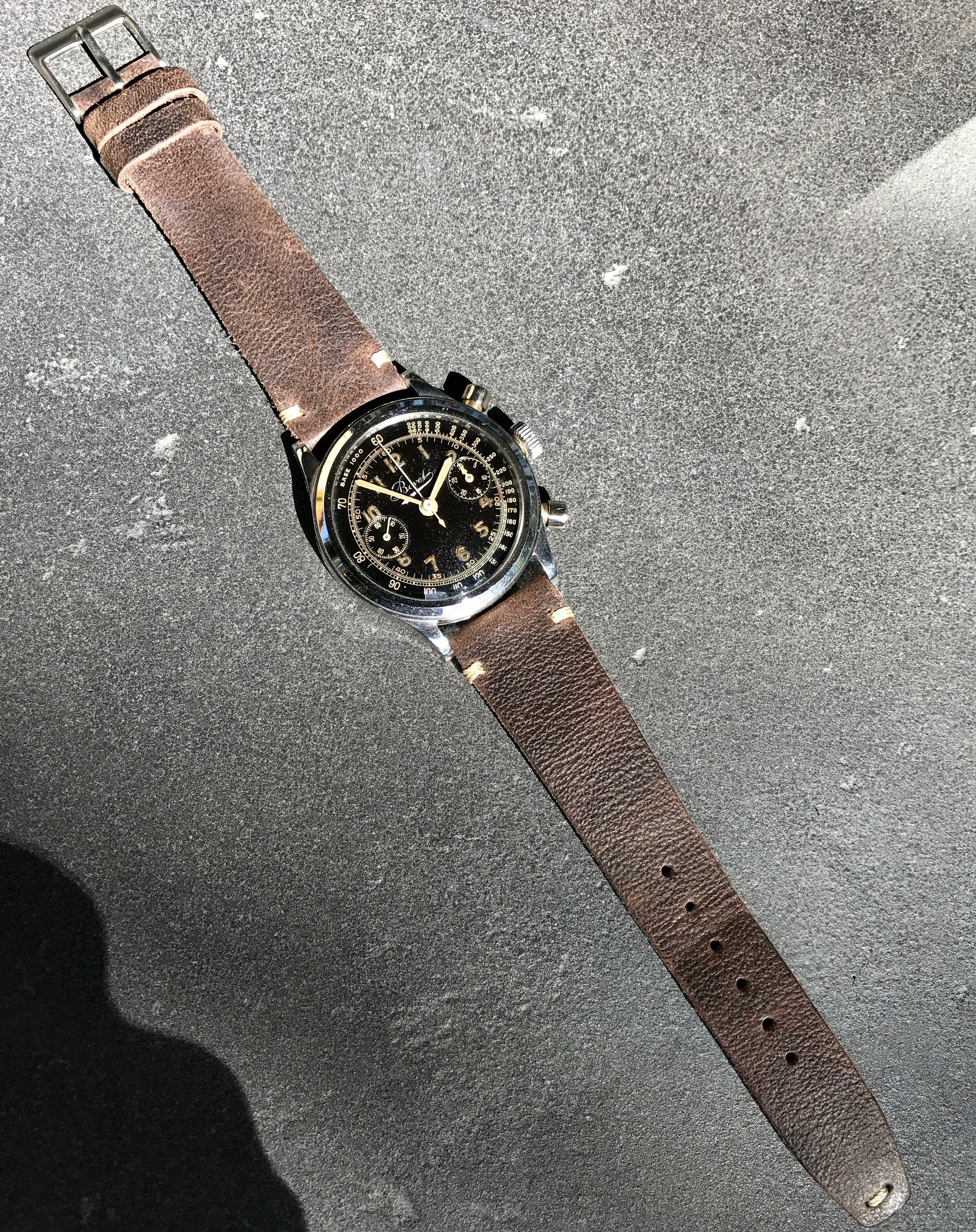 Vintage Bovet Mono-Rattrapante Steel Valjoux 84 Chronograph Black 38mm ...