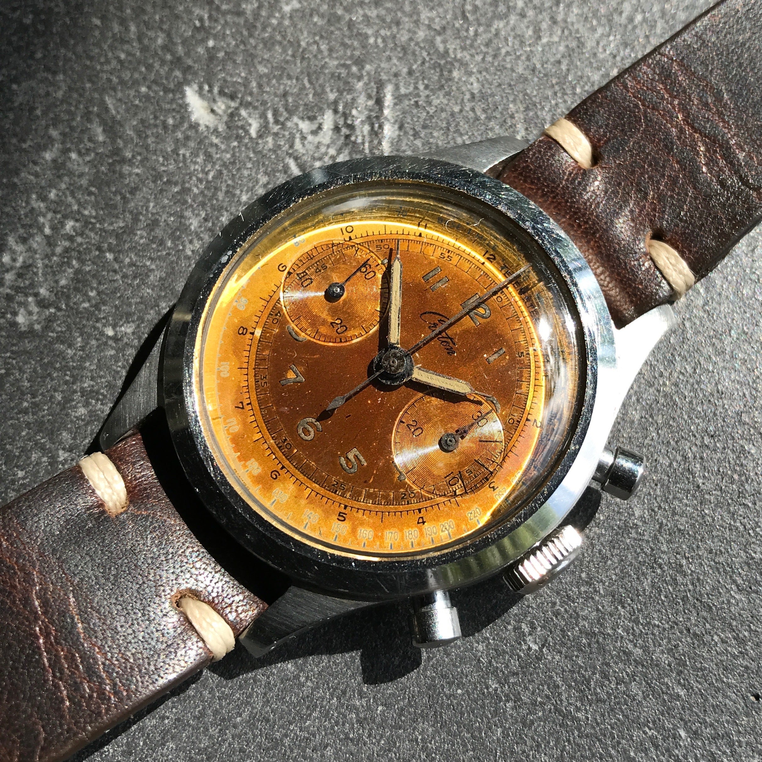 Vintage Croton Clamshell Steel Chronograph Caramel Patina Manual ...