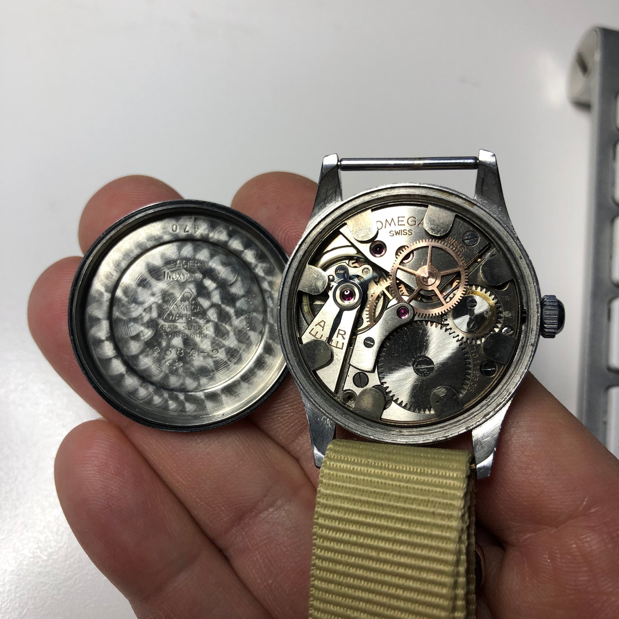 Vintage Omega Steel 2384 WWII US ARMY Tropical Radium Cal. 30T2 Manual ...