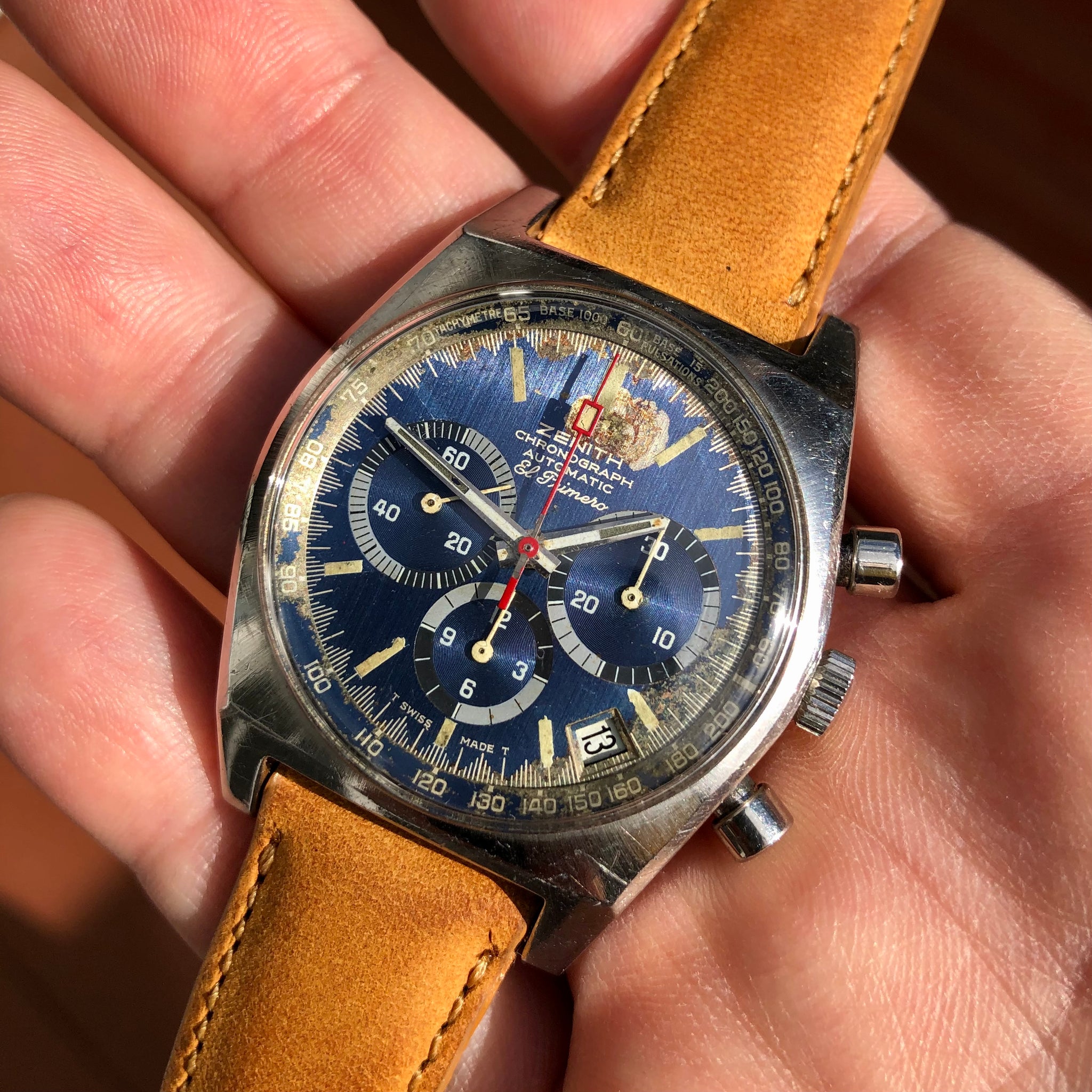 1971 Zenith El Primero A3818 Cover Girl Steel Vintage Chronograph Wristwatch | HASHTAGWATCHCO