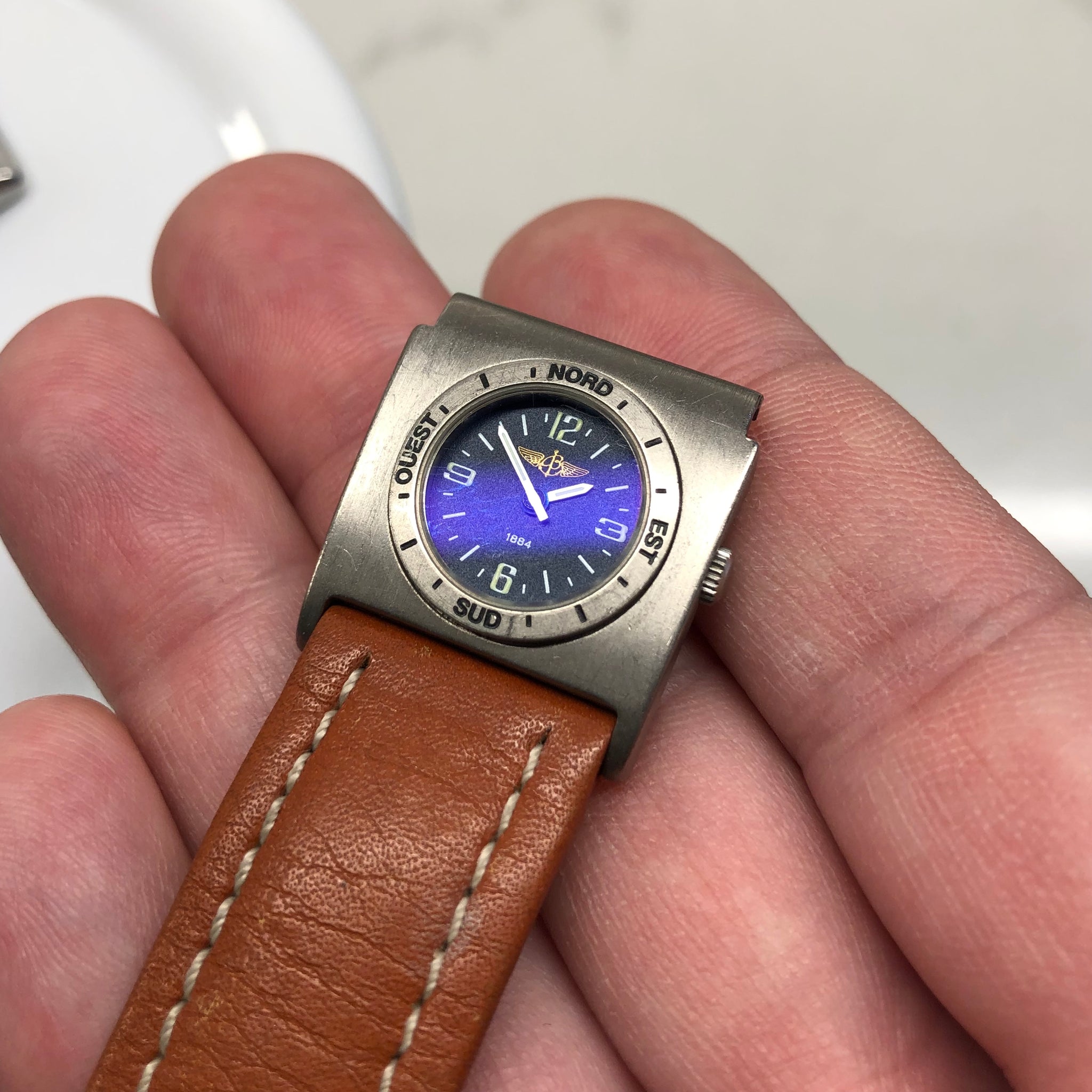 Breitling UTC E61172 Module Blue Dial Quartz Titanium with Leather Str ...