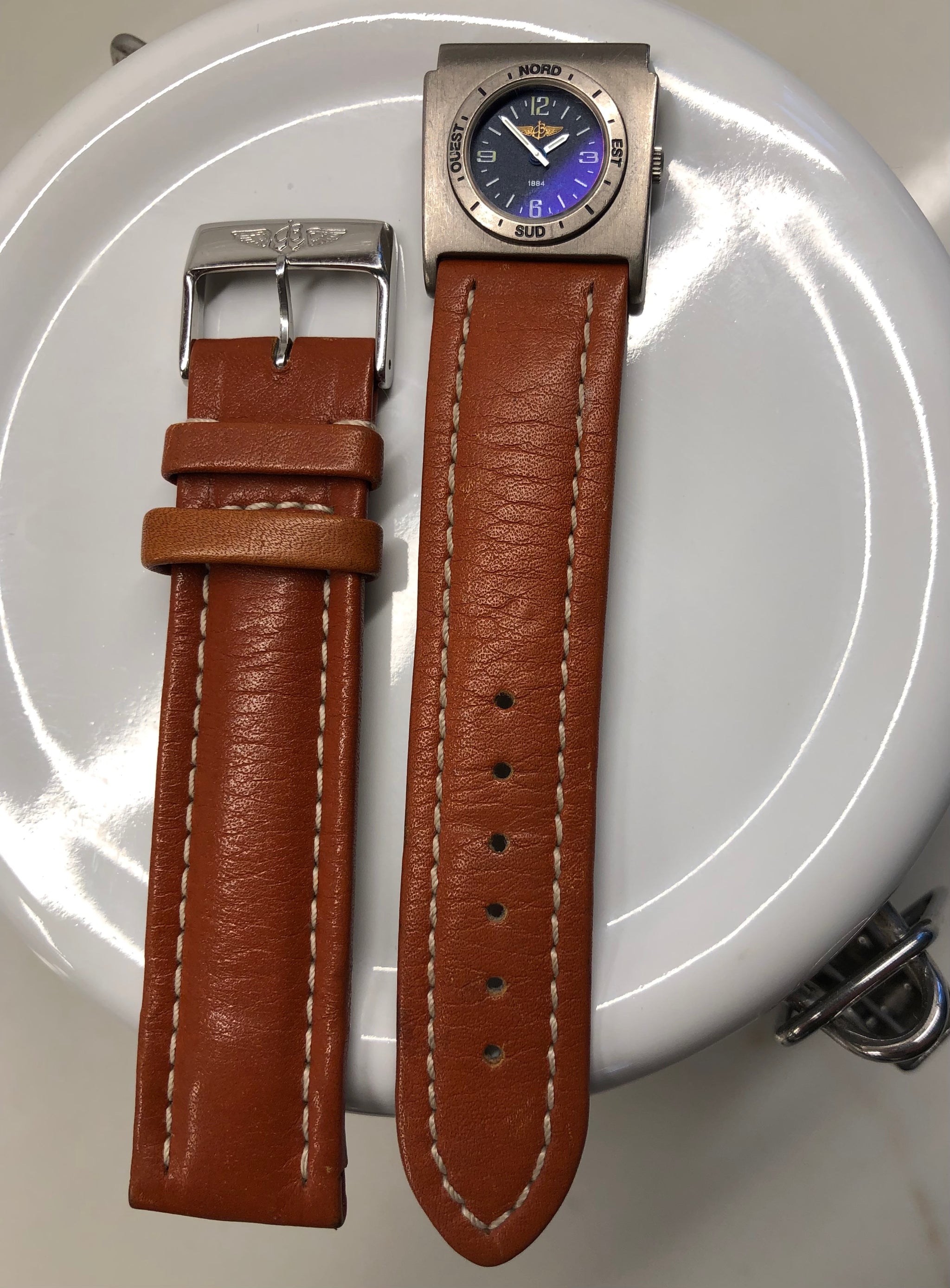 Breitling UTC E61172 Module Blue Dial Quartz Titanium with Leather ...
