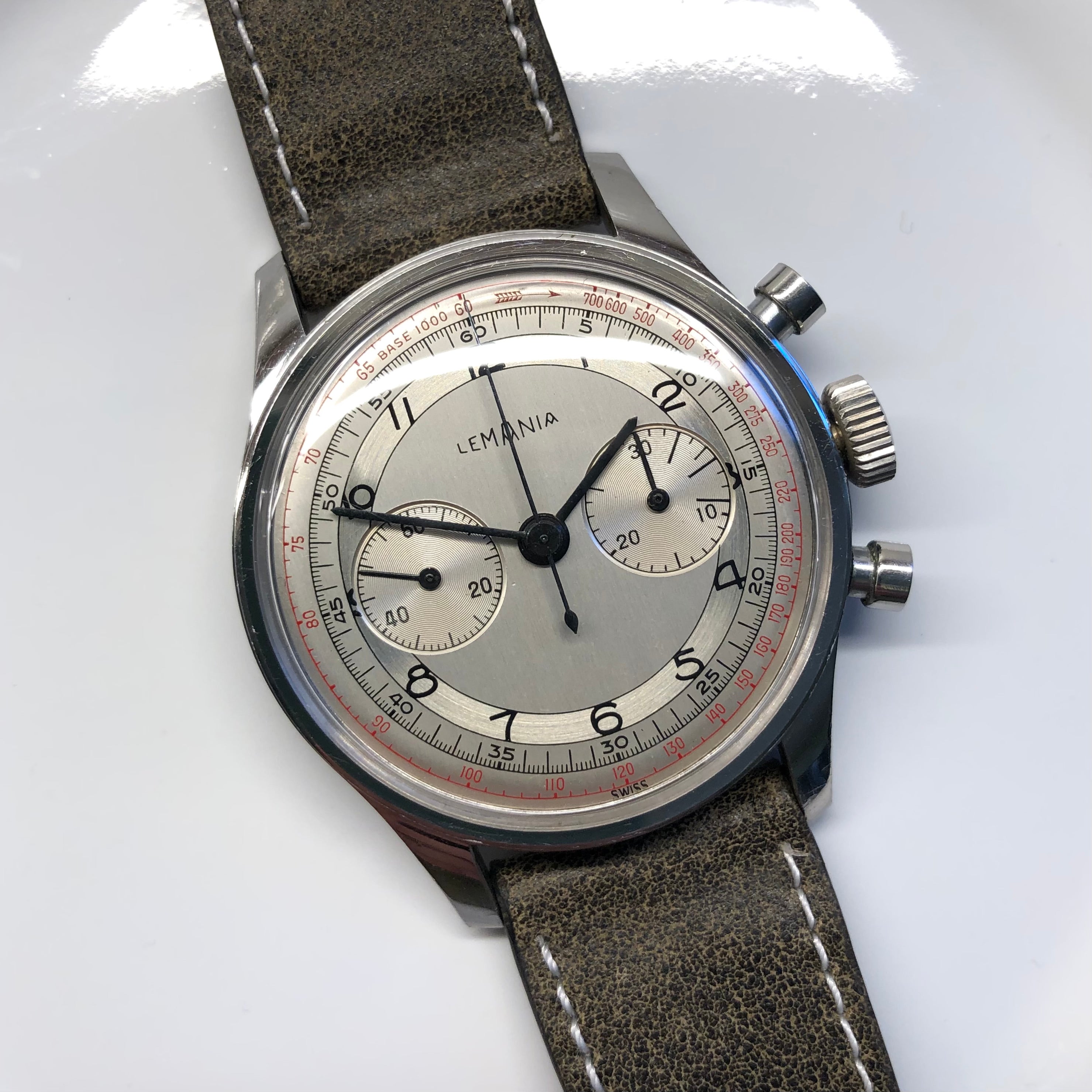 1950s Lemania Multiscale Sector Dial 27CH Chronograph 35mm Steel ...