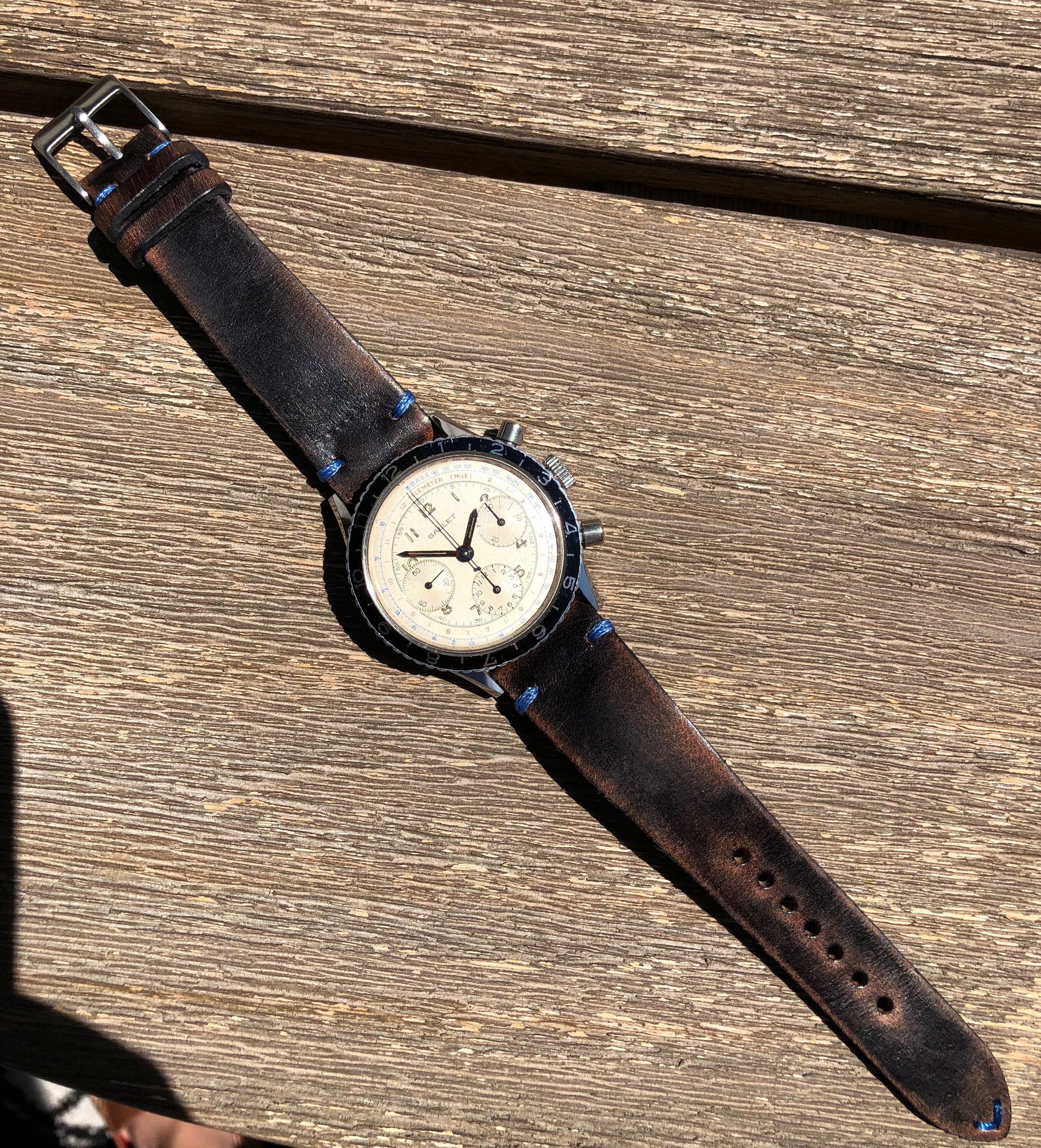 Vintage Gallet MultiChron Pilot Valjoux 72 Chronograph White Stainless ...