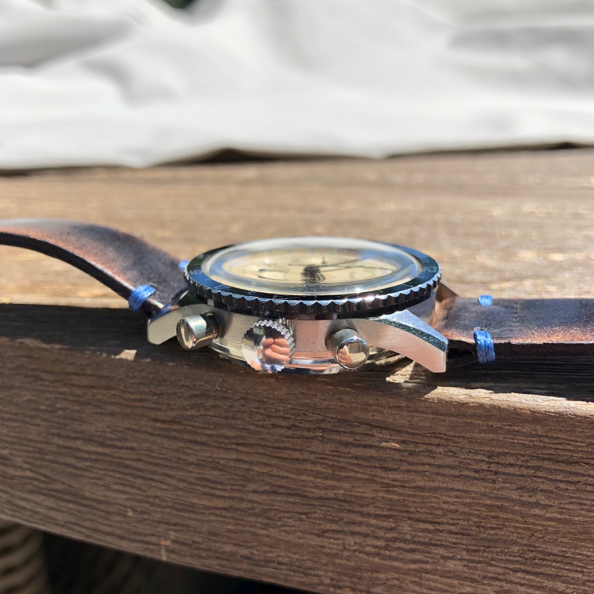 Vintage Gallet MultiChron Pilot Valjoux 72 Chronograph White Stainless ...